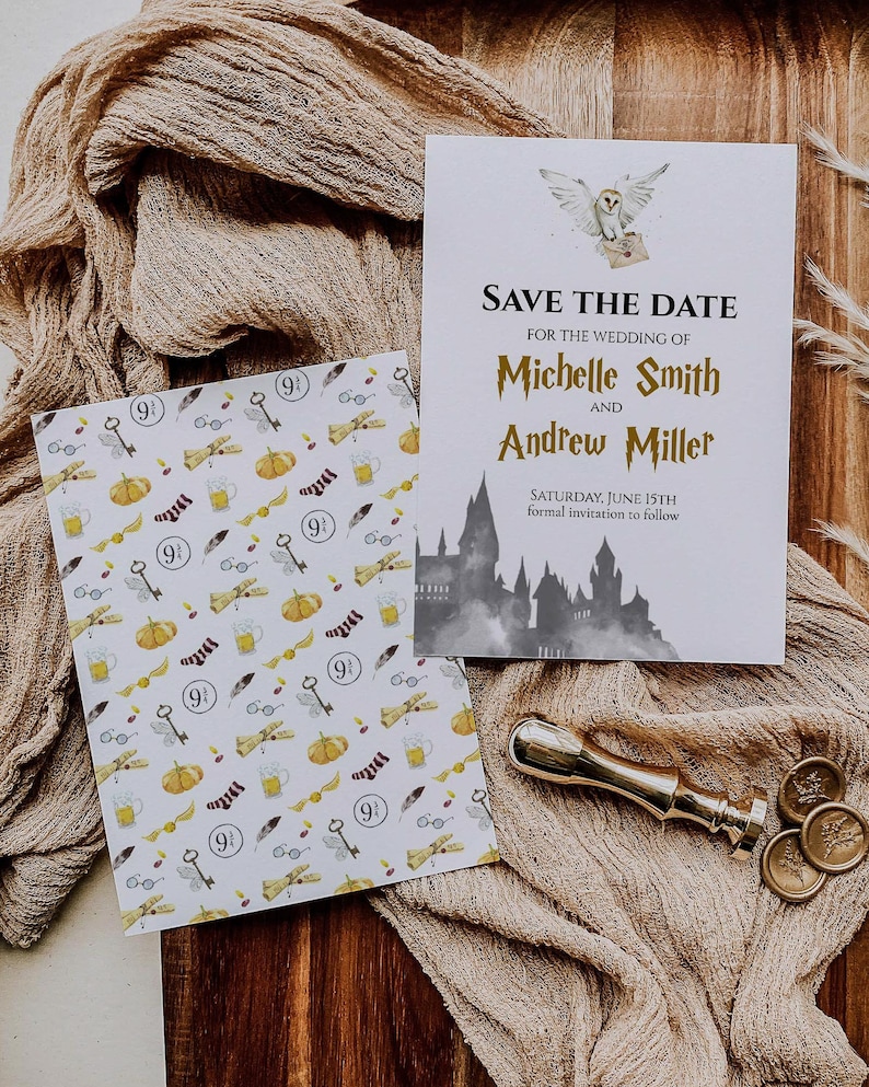 Wizard Save the Date Magical Wedding Invitation Template - Etsy