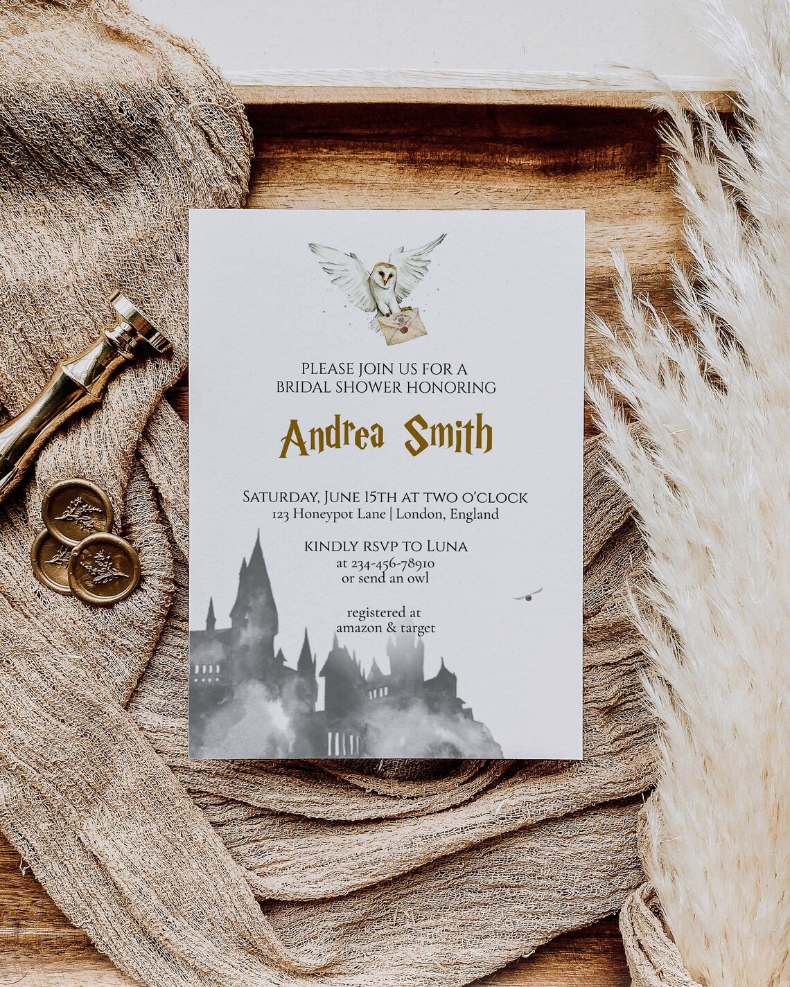 Wizard Bridal Shower Invitation Template, Magical Bachelorette Party ...