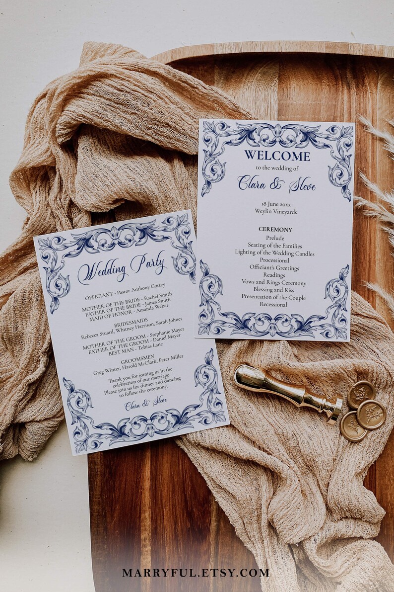 Classic Wedding Program Template Ceremony Decor for - Etsy