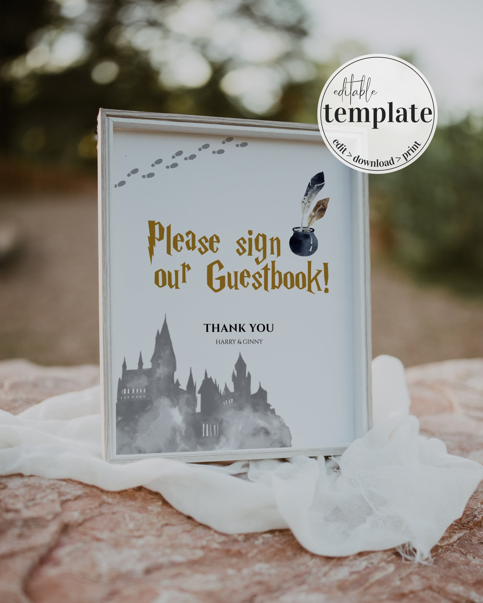 Please Sign Our Guestbook Printable Template Sign for Wizard - Etsy
