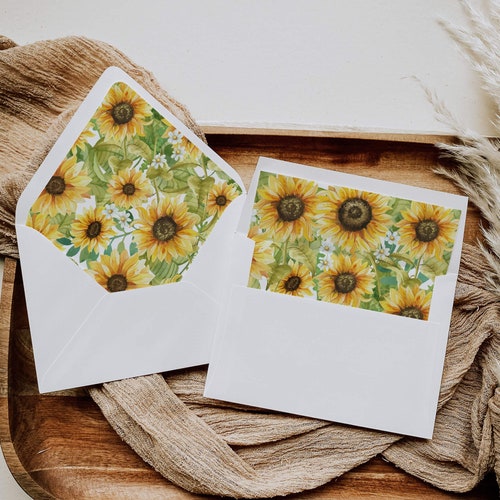 Sunflower Wedding Envelope With Liners A7 Envelopes With - Etsy