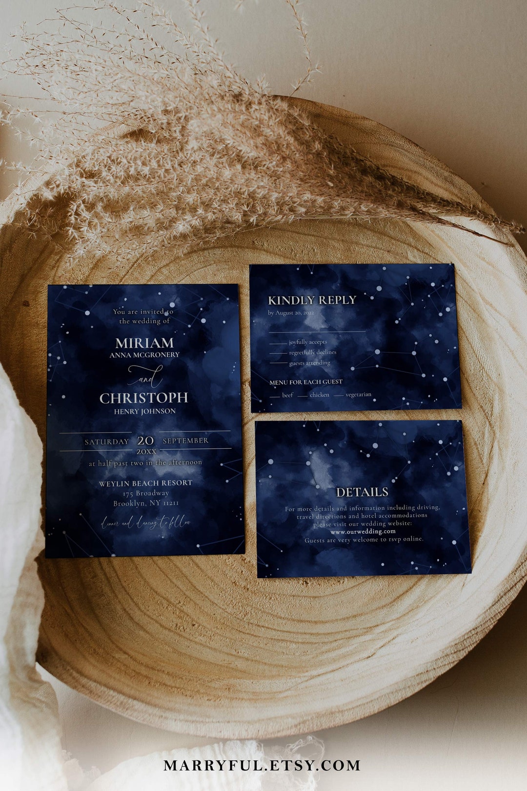 Celestial Wedding Invitation Template to Download and Print for Rustic ...