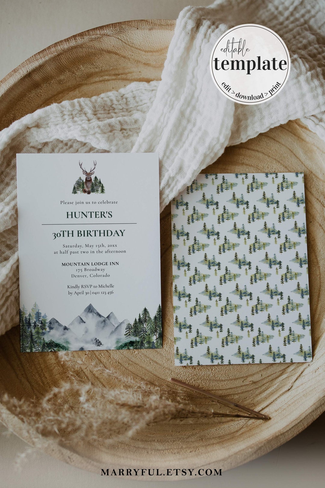 Adventure Awaits Adult Birthday Invitation, National Park Party Invite ...
