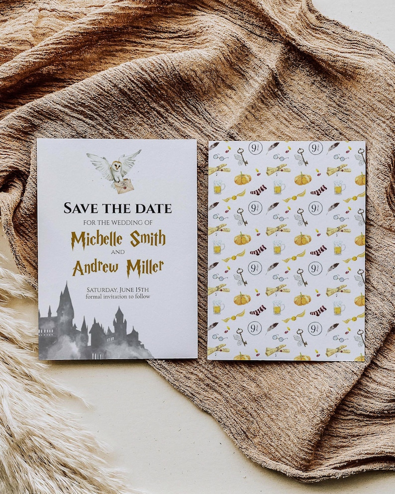 Wizard Save the Date Magical Wedding Invitation Template - Etsy