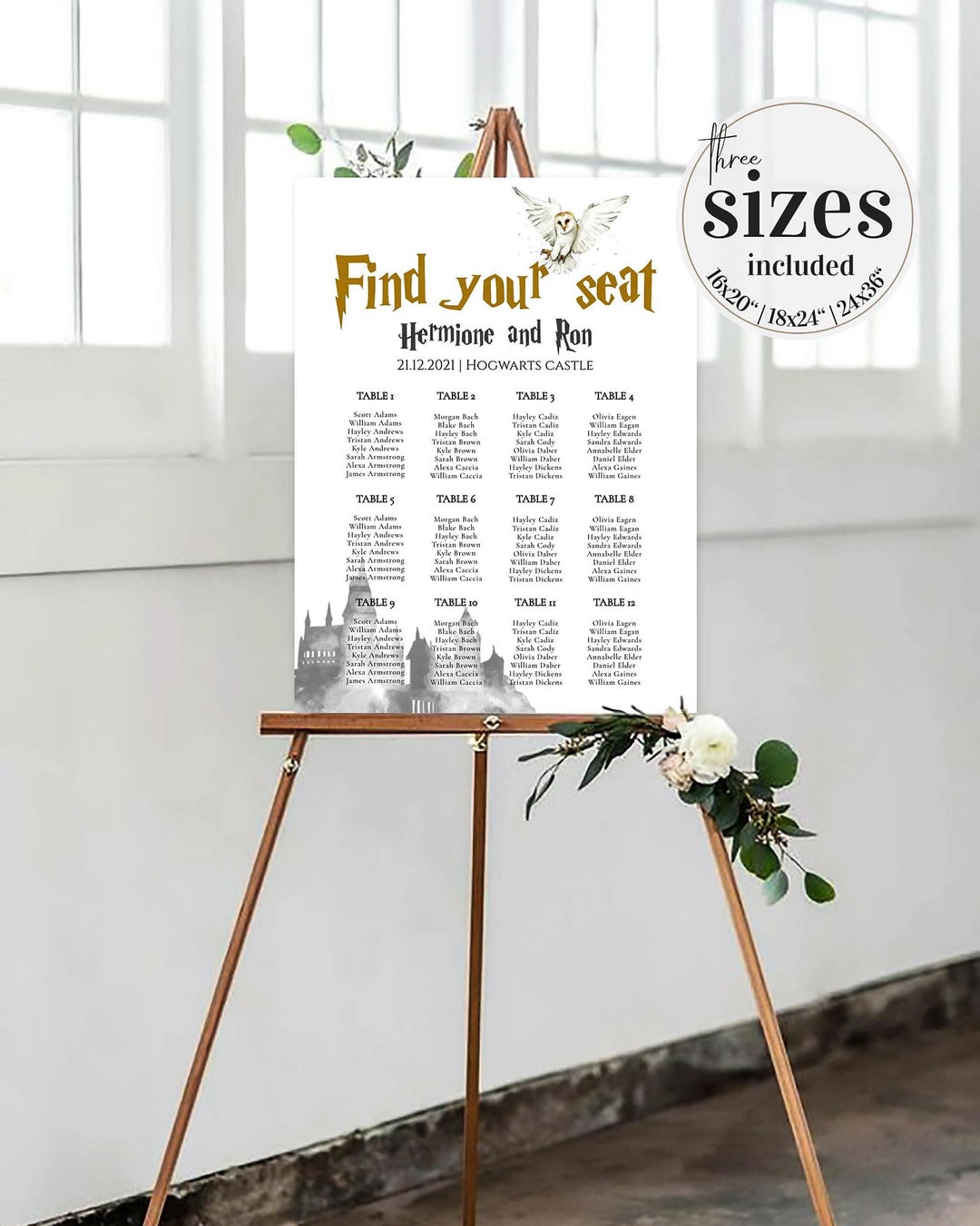 Wizard Seating Chart Template for Magical Wedding Ceremony Instant ...