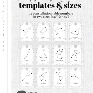 Celestial Constellation Table Numbers Wedding Decor for Printable ...