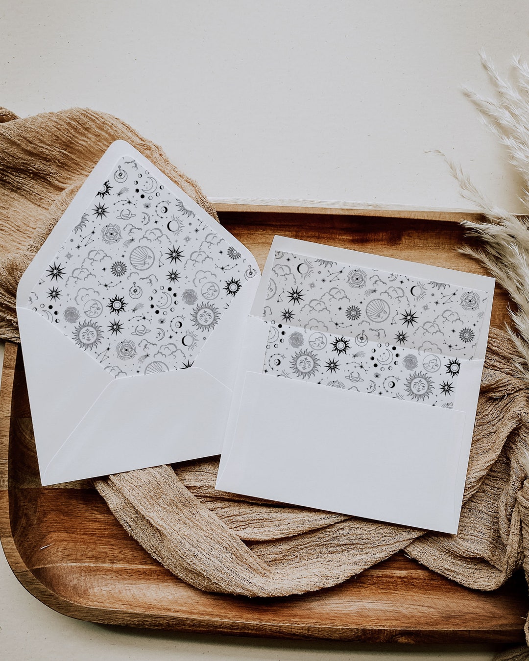 Celestial Wedding Envelope Liner Template Starry Night Invitation A7 ...