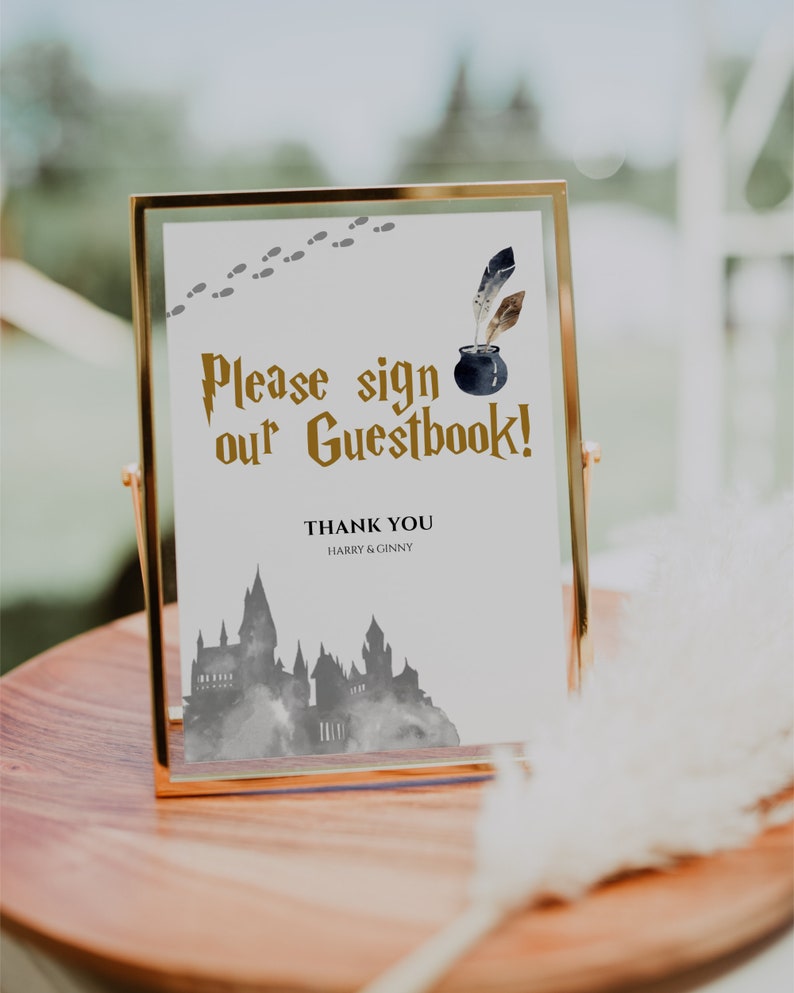 Please Sign Our Guestbook Printable Template Sign for Wizard - Etsy