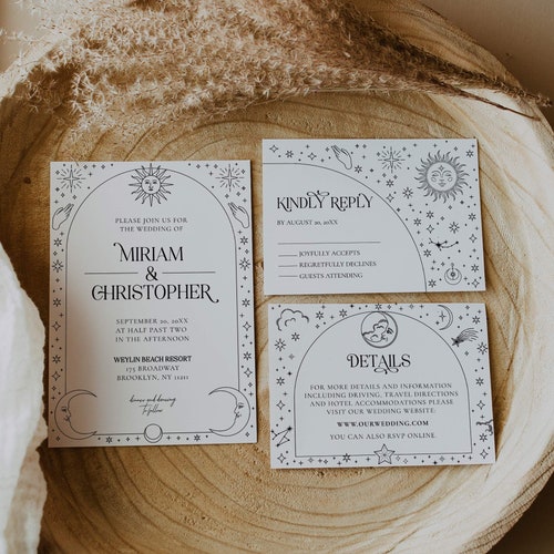 Celestial Wedding Invitation Suite Editable Template - Etsy Australia