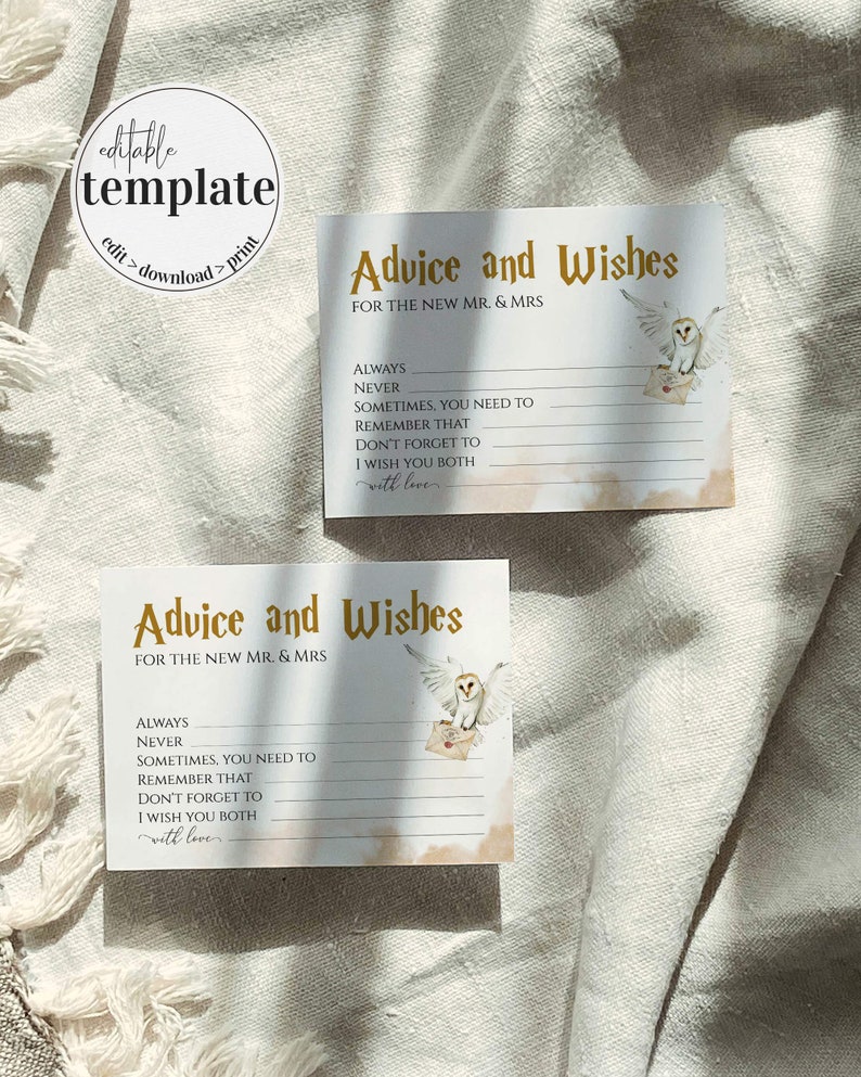 Magical Advice and Wishes Card Printable Template for Wizard - Etsy