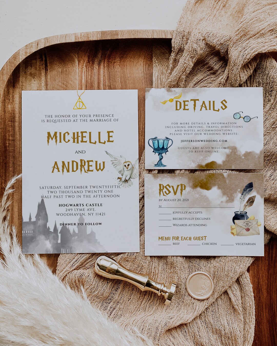 Magic Wedding Invitation Suite Wizard Inspired Wedding Invite With ...