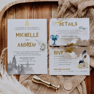 Magic Wedding Invitation Suite Wizard Inspired Wedding Invite With ...