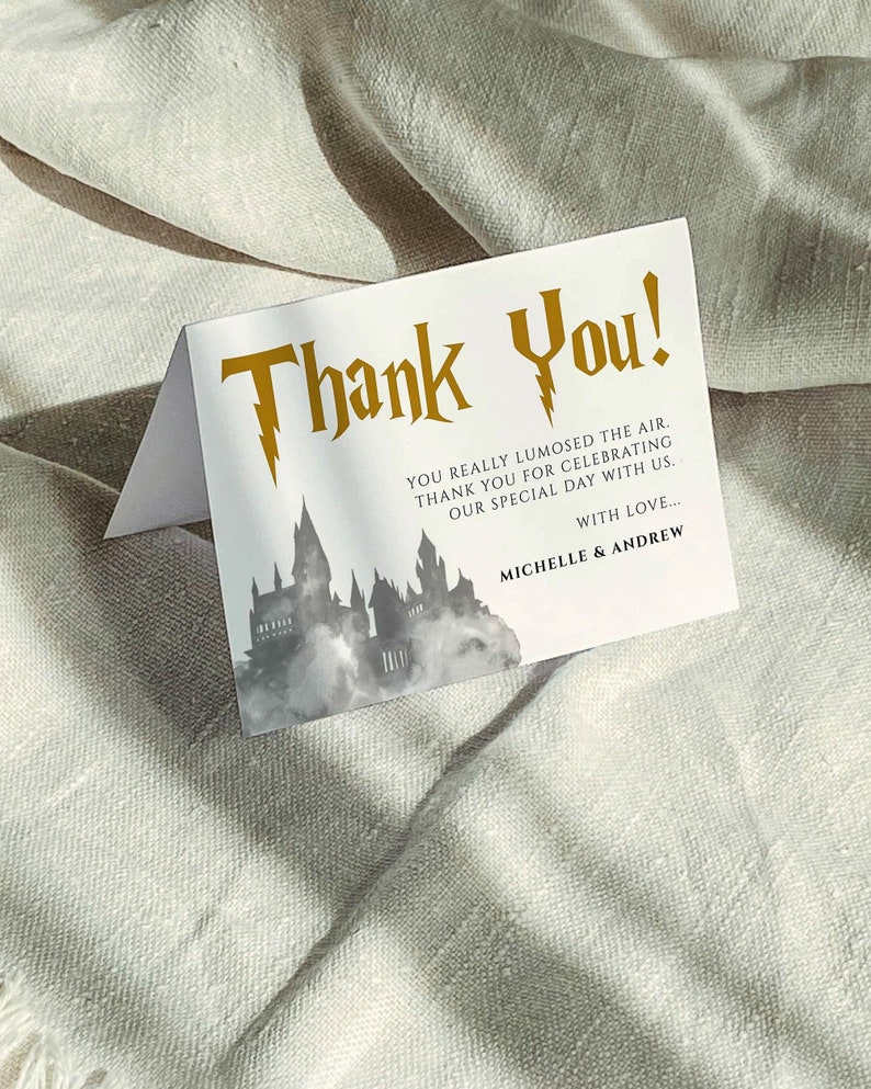Thank You Card Template for Wizard Wedding Birthday Party or ...