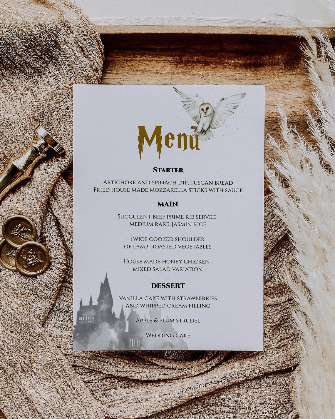 Wizard Themed Menu Card Template for Magical Wedding 051 - Etsy