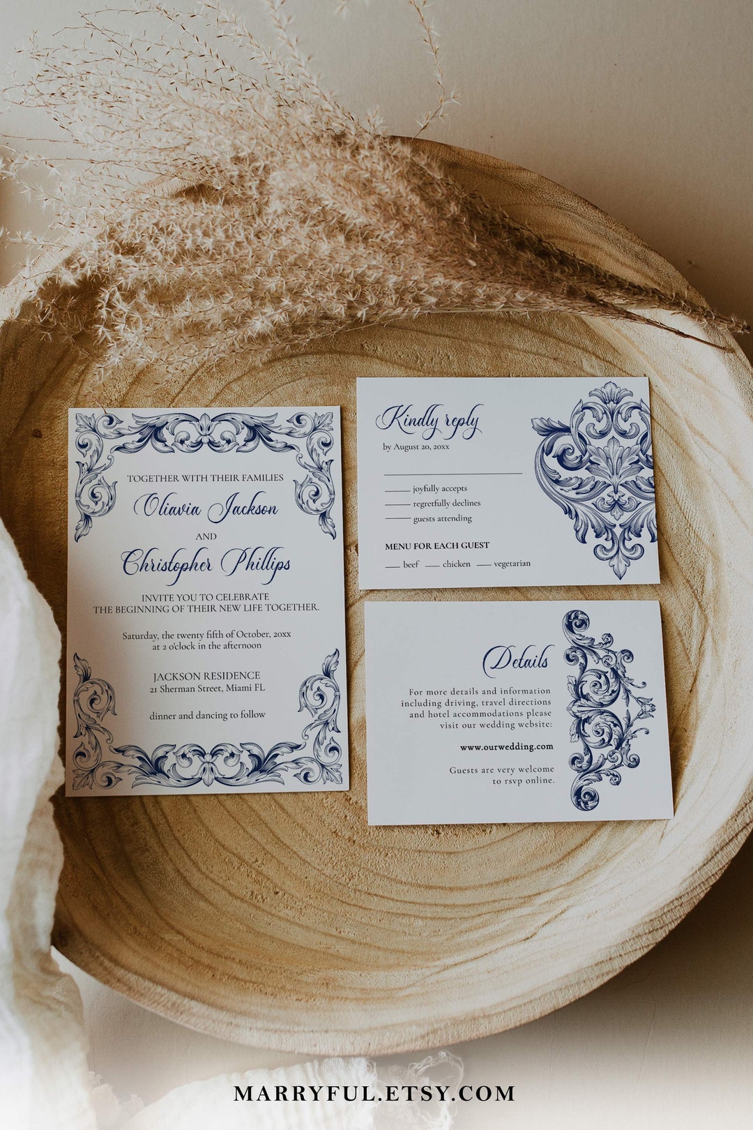 Cottage Core Wedding Invitation Suite With Rsvp and Details, Historical ...