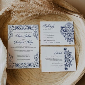 Cottage Core Wedding Invitation Suite With Rsvp and Details, Historical ...