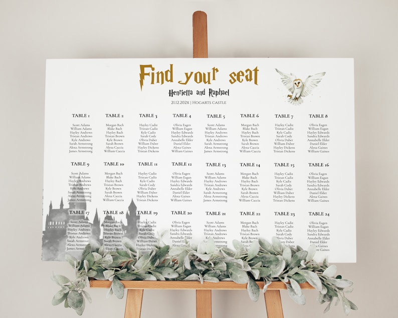 Wizard Seating Chart Template for 24 Tables for Magical - Etsy