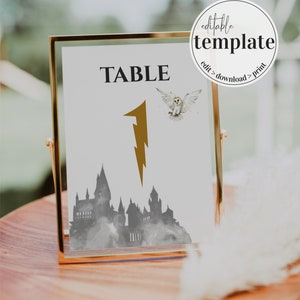 Magical Table Numbers Template for Wedding Wizard Themed Bridal Shower ...