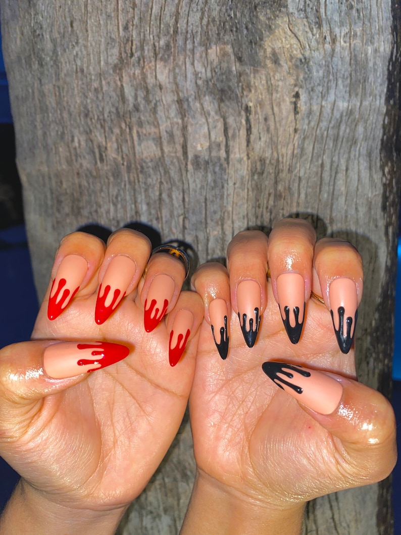 Creepy Dripping Blood Nails/ Halloween Press on Nails - Etsy