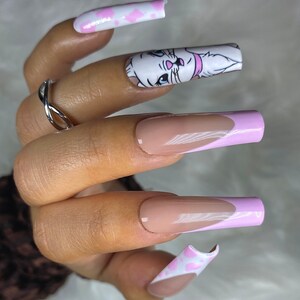 French Pink Marie Nails/ the Aristocats Marie Press on Nails - Etsy