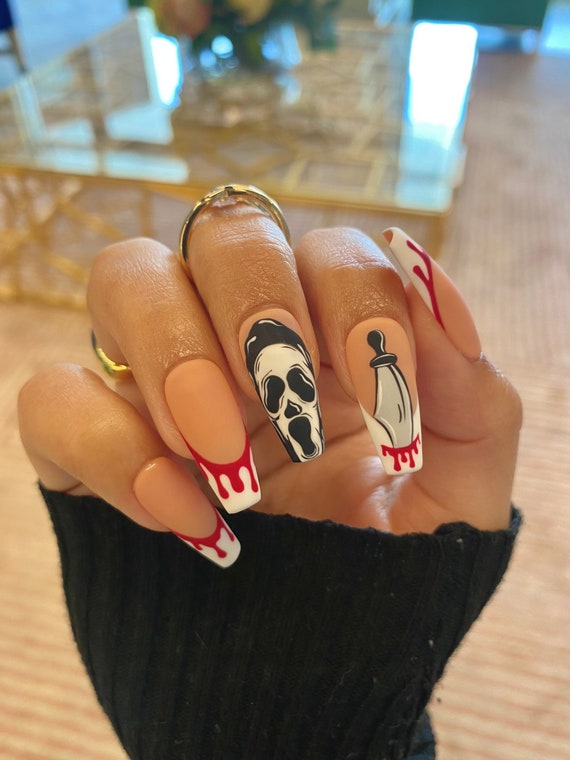 Halloween Scream Nails/ Halloween Press on Nails - Etsy
