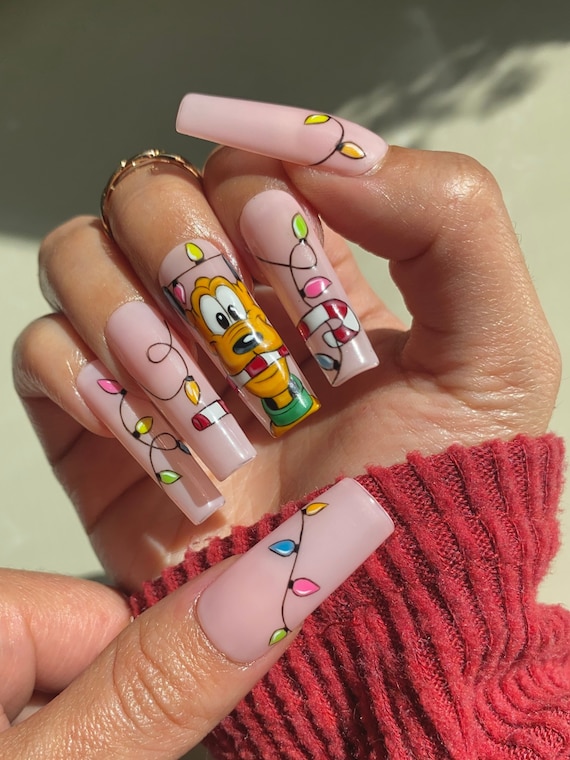 Pluto Christmas Light Nails Dsney Christmas Press on Nails Etsy