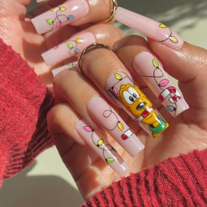 Pluto Christmas Light Nails/ Dsney Christmas Press on Nails - Etsy