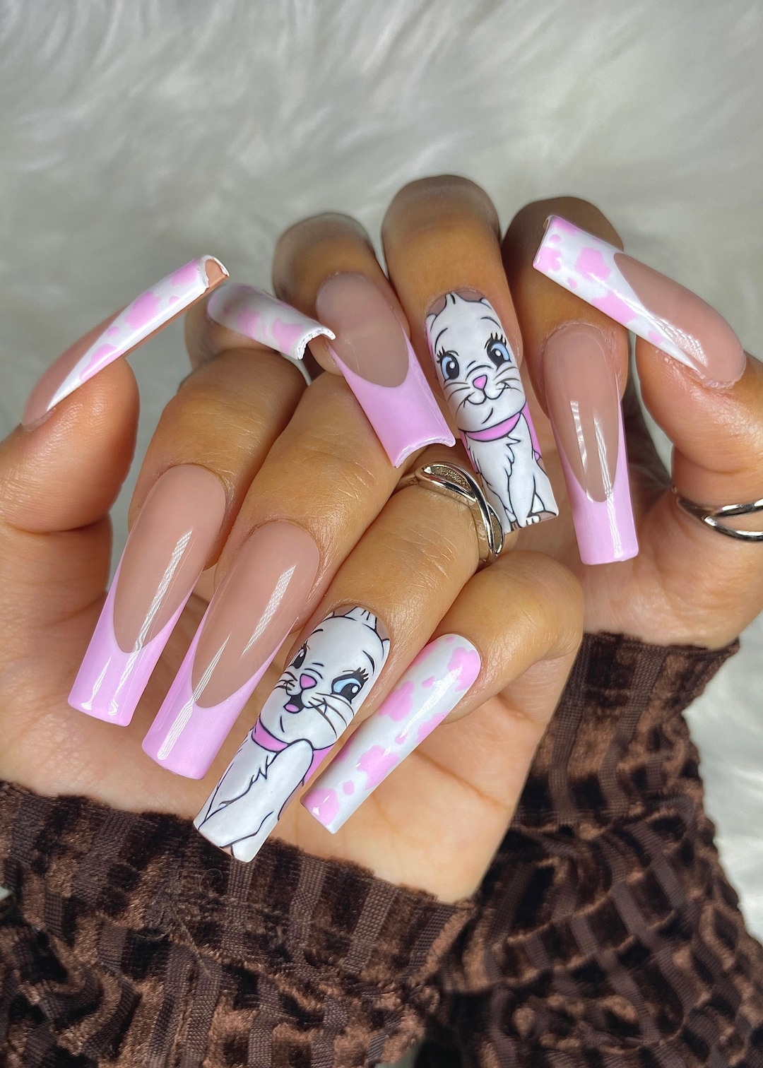 French Pink Marie Nails/ the Aristocats Marie Press on Nails - Etsy