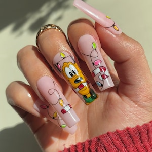 Pluto Christmas Light Nails/ Dsney Christmas Press on Nails - Etsy