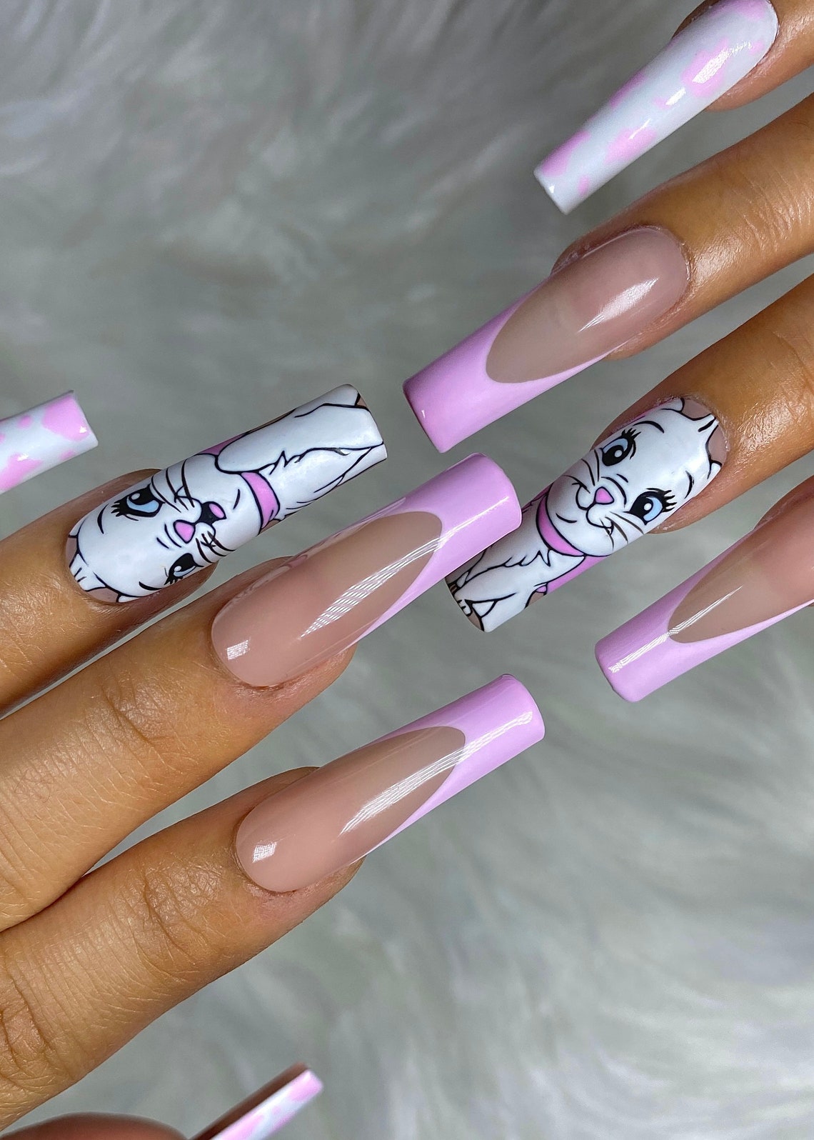 French Pink Marie Nails/ the Aristocats Marie Press on Nails - Etsy