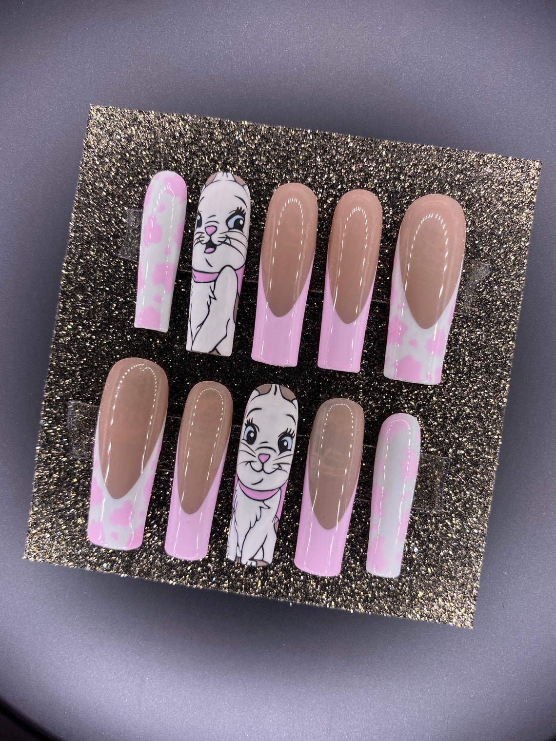 French Pink Marie Nails/ the Aristocats Marie Press on Nails - Etsy