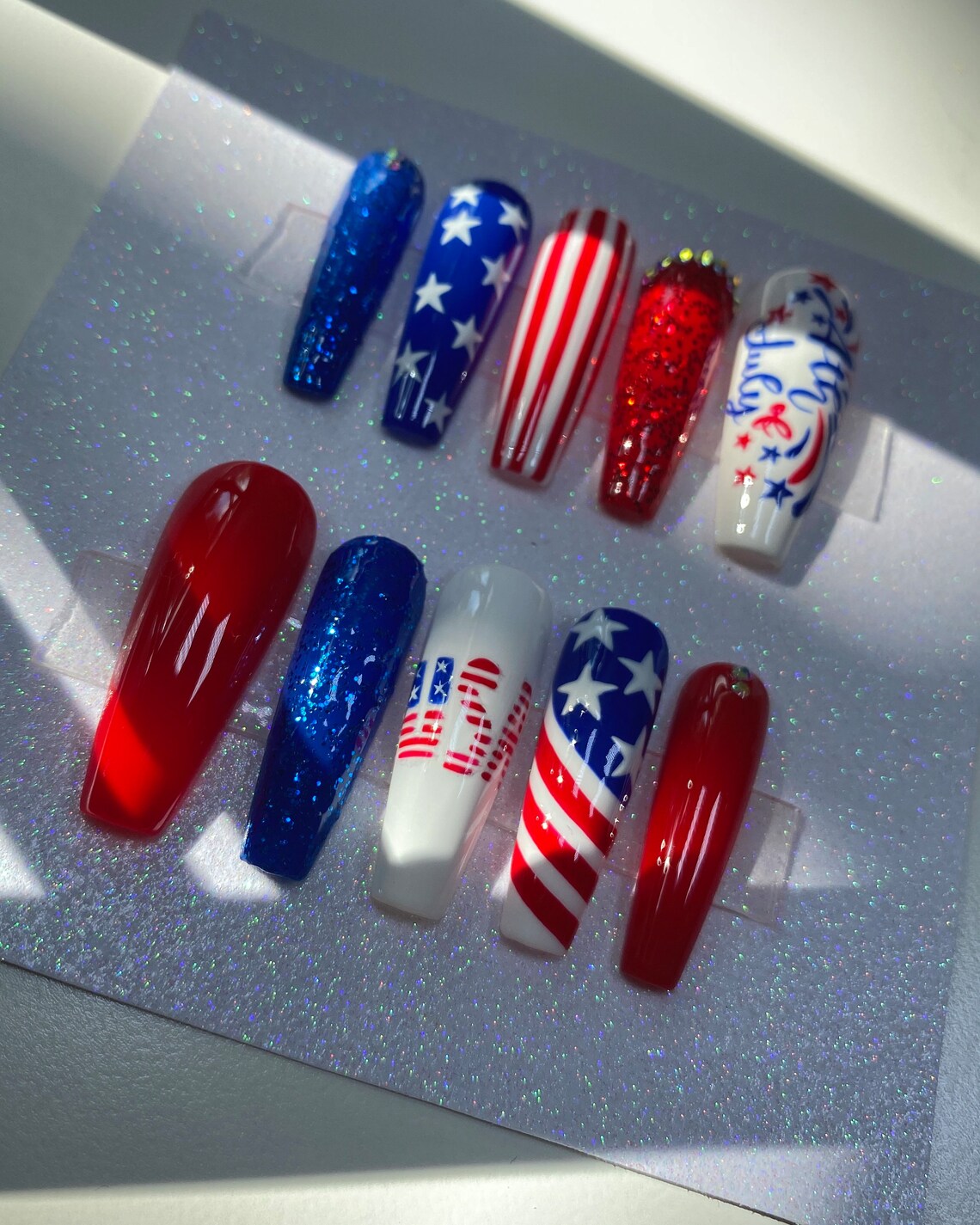 Independence Day Nails/ Red White & BOOM Press on Nails - Etsy