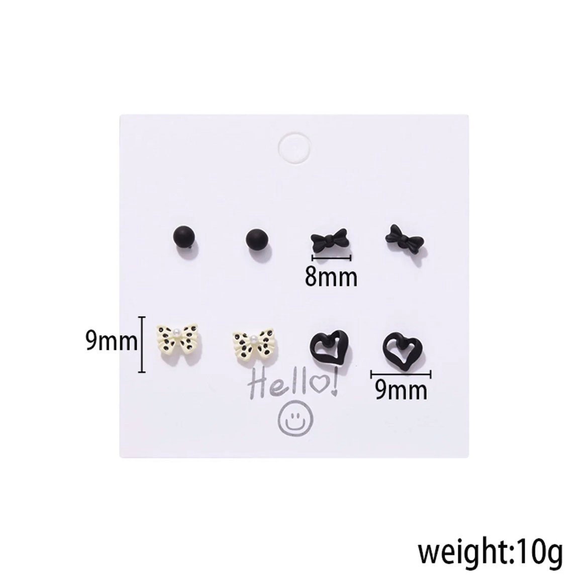 Set of Earrings, 7 Pairs of Earrings, Stud Earrings, Days of the Week ...