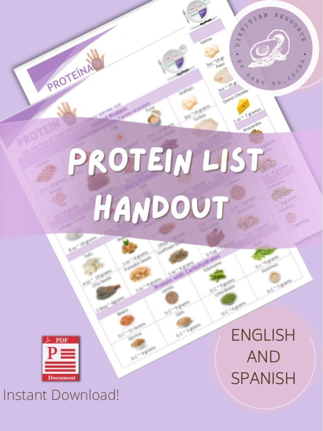 Protein Food List - English and Spanish Bundle - Etsy