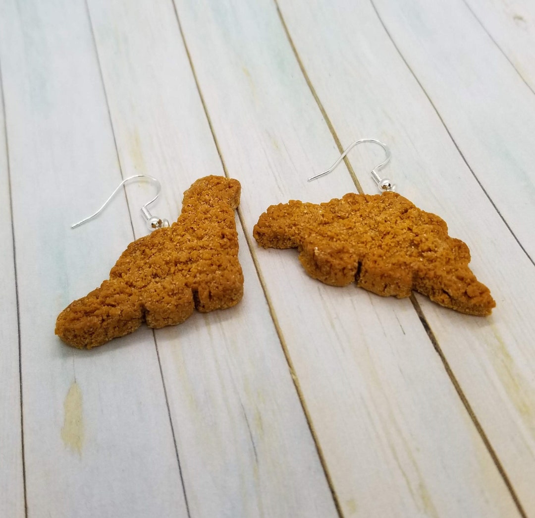 Dino Nugget Earrings-miniature Clay Food Jewelry Perfect Gift - Etsy