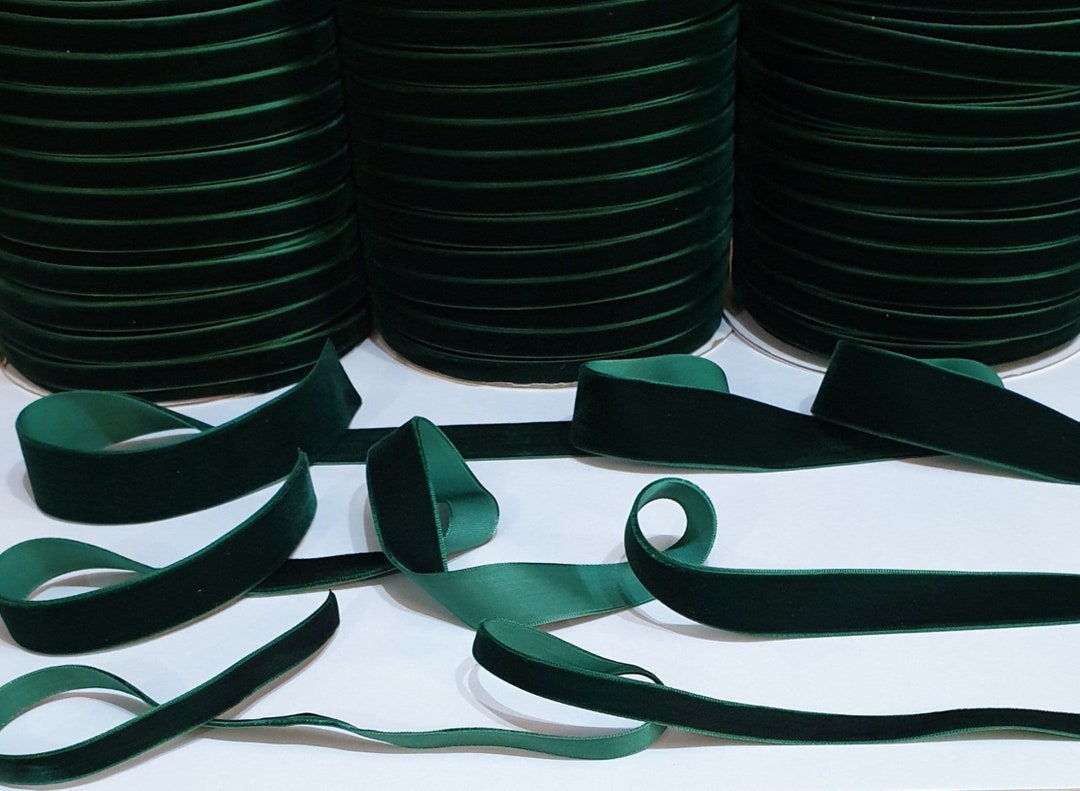 Luxury Dark Green Velvet Ribbon Choice of 3mm, 5mm, 7mm, 10mm, 13mm ...