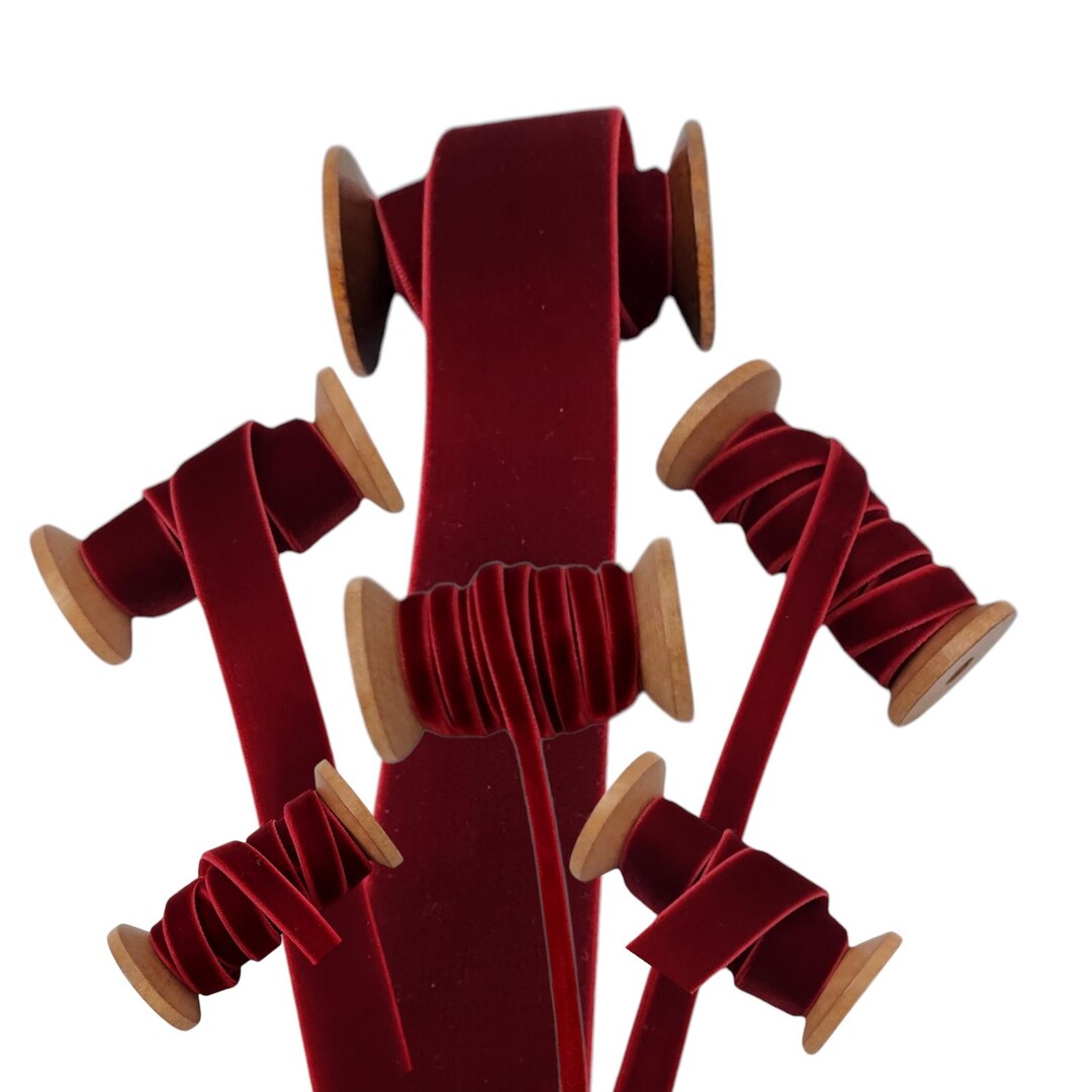 Luxury Dark Red Velvet Ribbon Choice of 3mm, 5mm, 7mm, 10mm, 16mm, 20mm ...