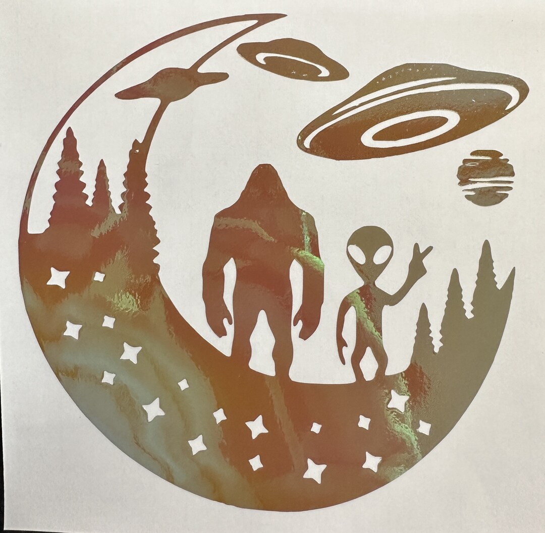 Holographic Copper/gold Bigfoot/alien Car Decal Permanent Vinyl - Etsy