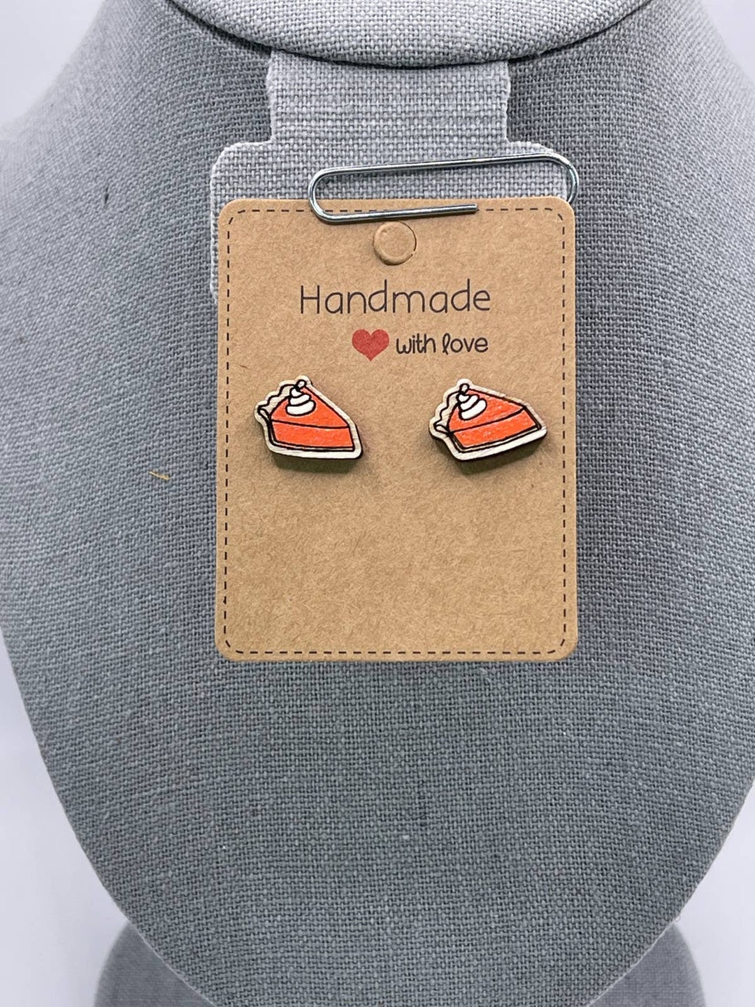 Laser Cut Handmade Pumkin Pie Slice Stud Earrings - Etsy