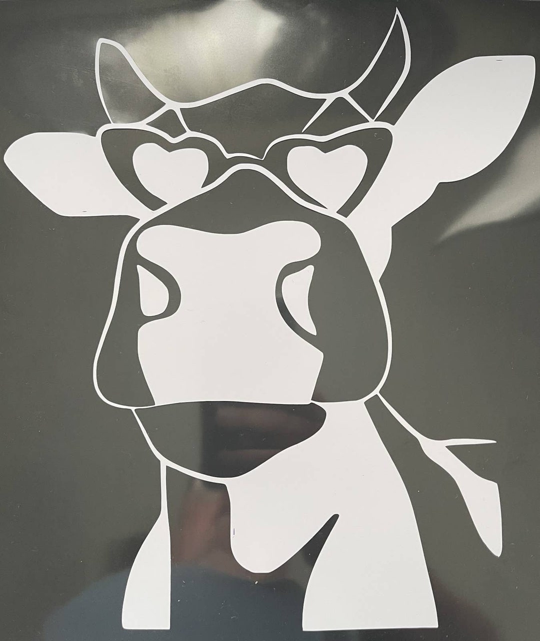 Cow Face Permanent White Vinyl Car/window Decal (#2) - Etsy