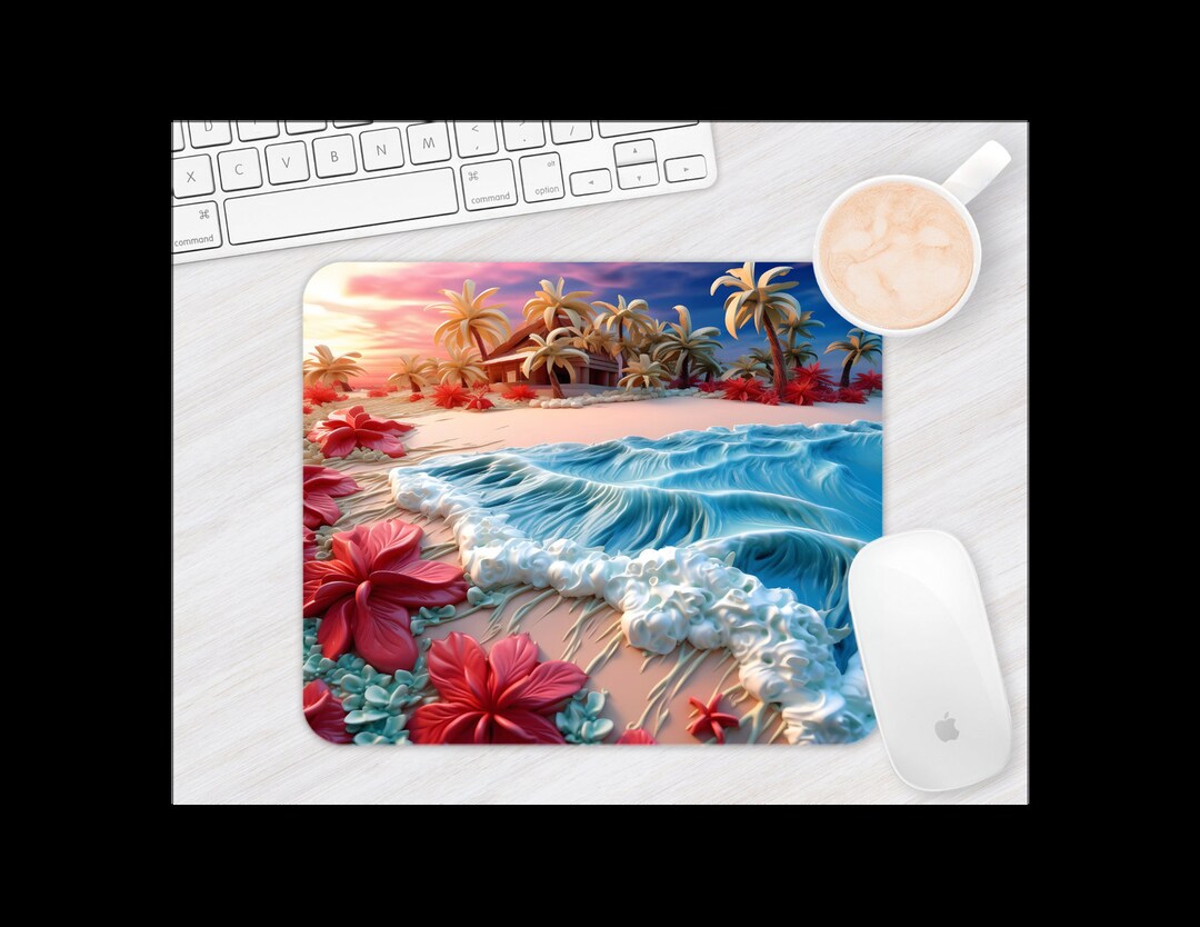 3D Ocean Beach Sunset Mouse Pad 9.5" X 8" - Etsy
