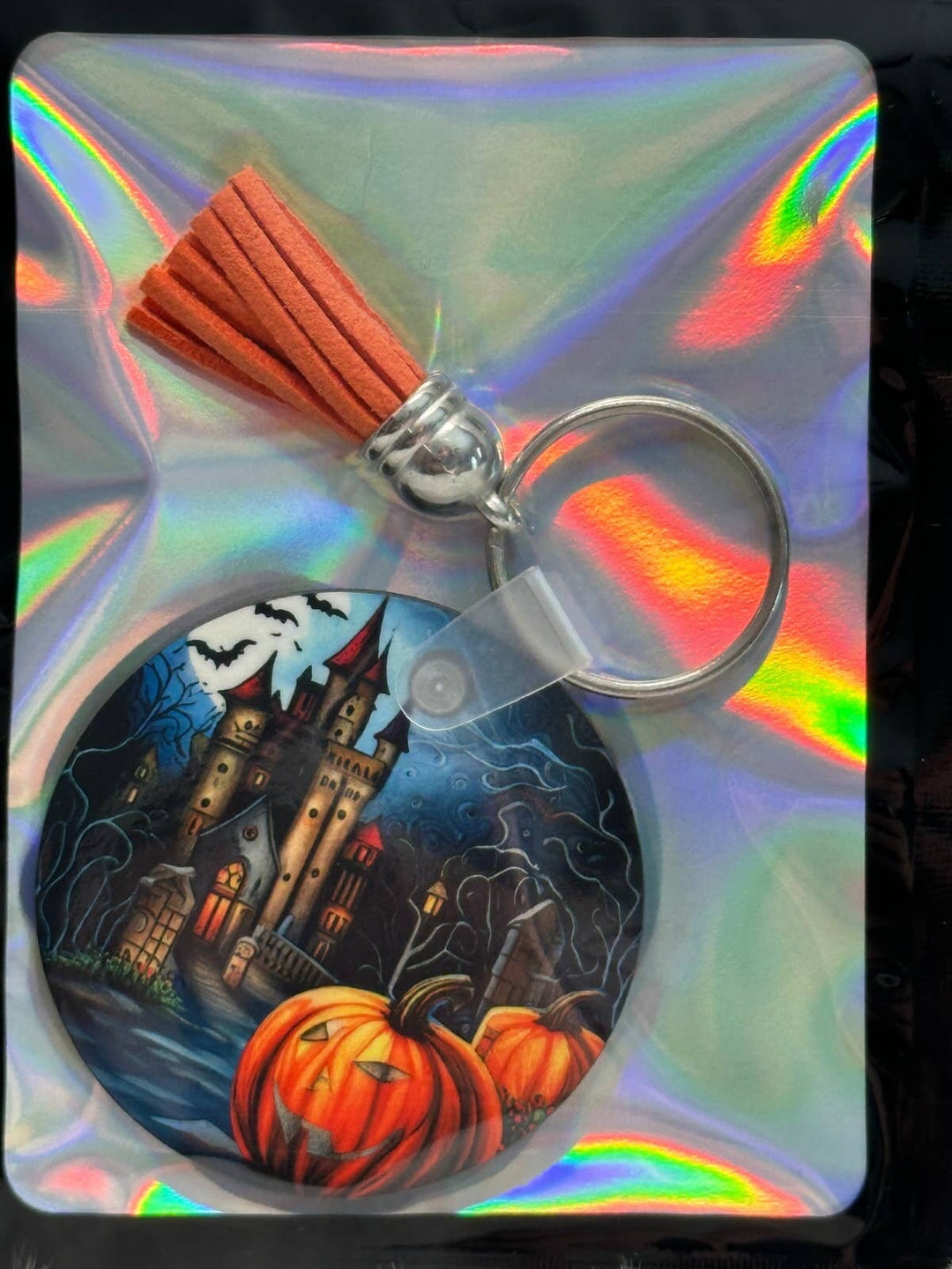 2" Halloween Haunted House Keychain With Tassel - Etsy