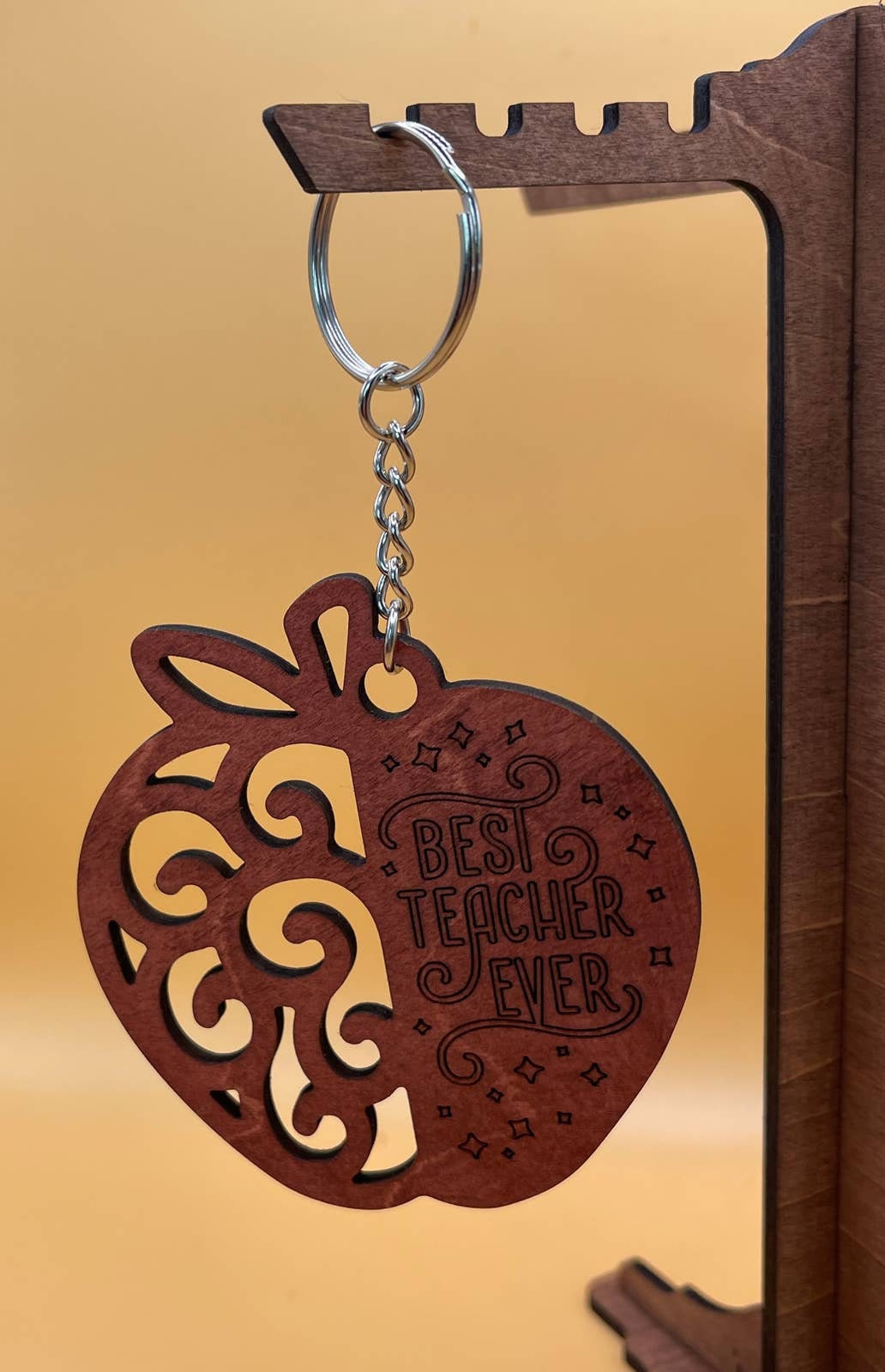Laser Cut Handmade 3" Teacher Apple Keychain (#6) - Etsy