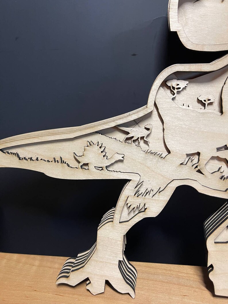 3D Laser Cut 6 Layer Dinosaur - Etsy