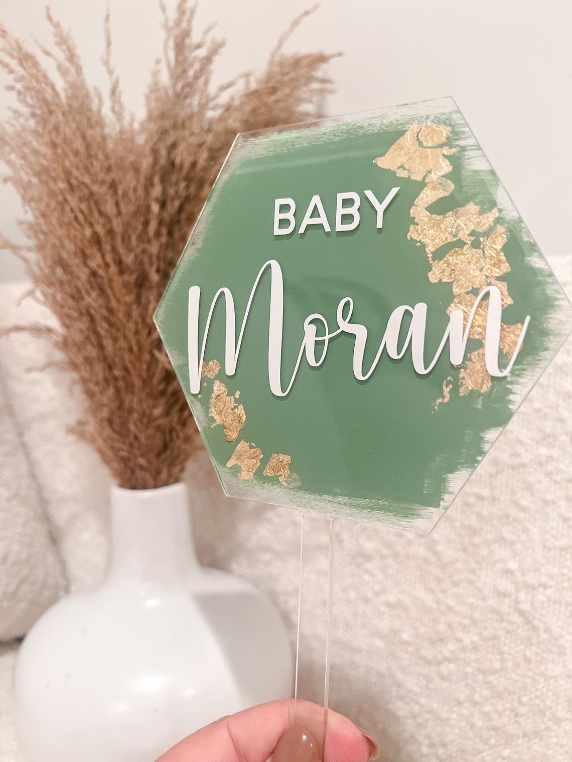 Acrylic Hexagon Cake Topper | Acrylic Hexagon Centerpiece | Baby Shower ...