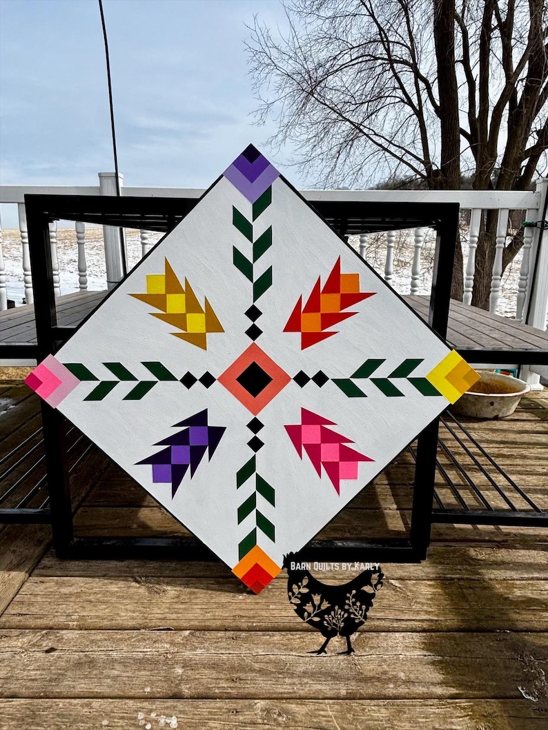 Flower Barn Quilt: Spring Flowers Home Decor, Outdoor Wall Art - Etsy