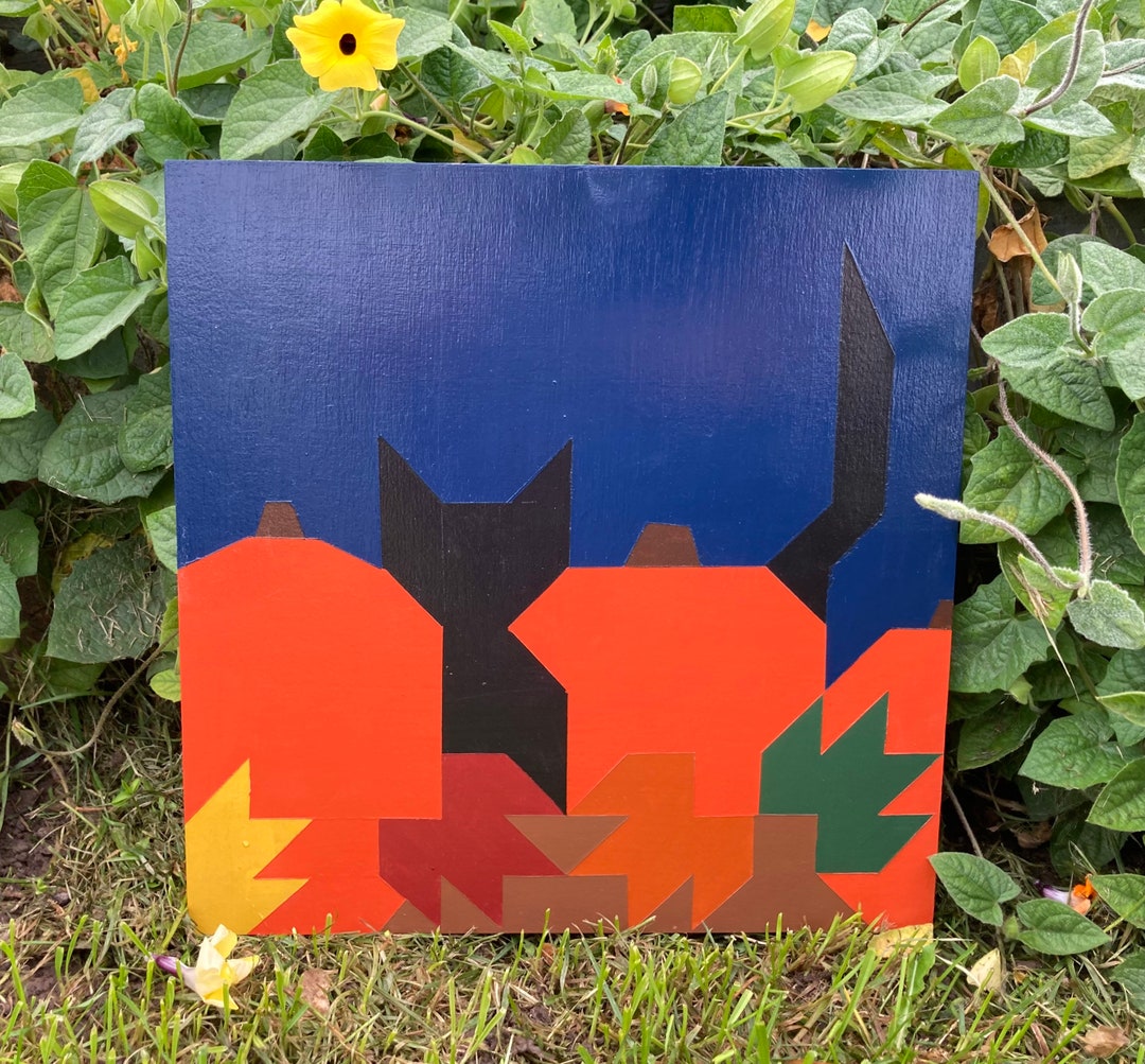 Barn Quilt, Halloween Cat Barn Quilt, Wall Decor, Cat, Barn Quilts ...