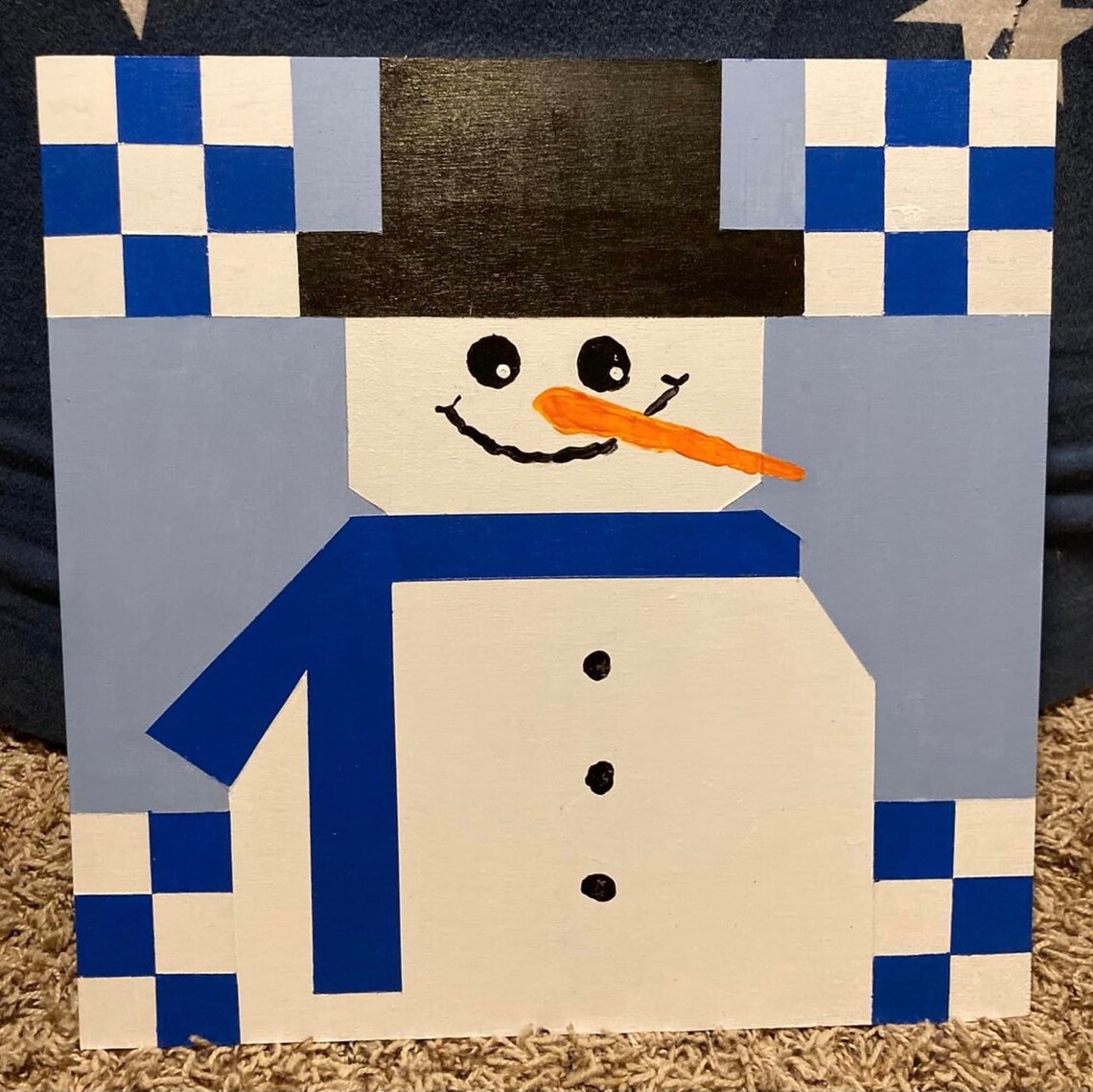 Snowman Barn Quilt, Hand-painted Wall Decor, Custom Winter Art - Etsy