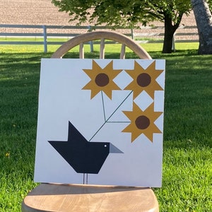 Barn Quilt, Crow Barn Quilt, Crow, Sunflowers, Wall Decor, Barn Quilt ...
