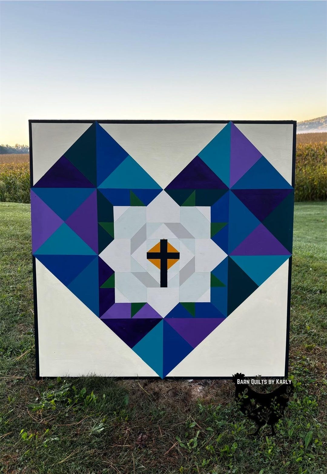 Barn Quilt, Cross Barn Quilt, Heart, Jesus, Christian, Spring, Home ...